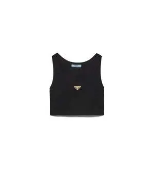 Prada Jersey Cropped Top - Black