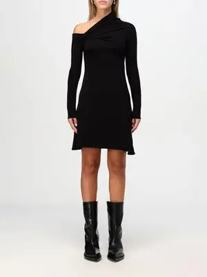 COURREGES Asymmetrical Neckline Long Sleeve Dress