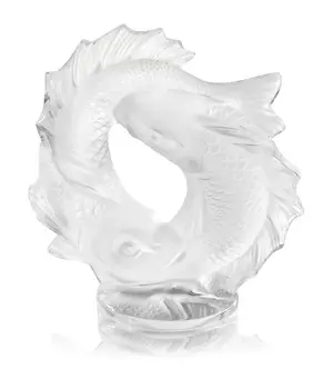 Lalique Double Fish Sculpture - Clear