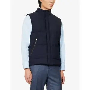 Corneliani Padded Woven Gilet With Concealed Hood