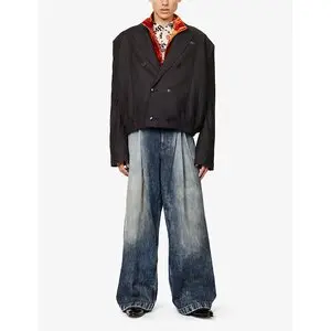 Martine Rose Double-breasted Striped Relaxed-fit Stretch-woven Blend Jacket