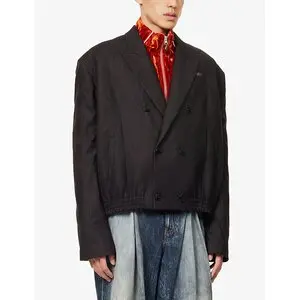 Martine Rose Double-breasted Striped Relaxed-fit Stretch-woven Blend Jacket