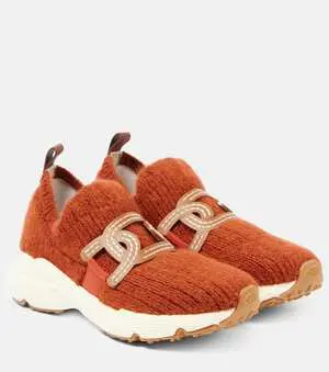 TOD'S Kate Leather-trimmed Slip-on Sneakers - Beige