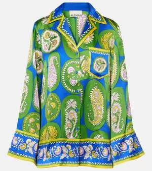 ALEMAIS Printed Silk Satin Shirt - Multicoloured