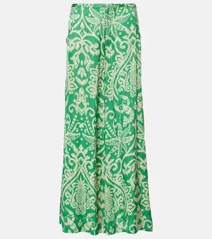 Poupette St Barth Clea Printed Wide-leg Pants - Green