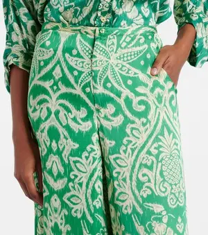 Poupette St Barth Clea Printed Wide-leg Pants - Green