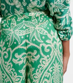 Poupette St Barth Clea Printed Wide-leg Pants - Green