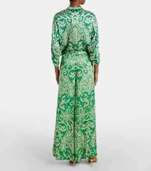 Poupette St Barth Clea Printed Wide-leg Pants - Green