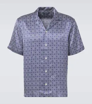 Frescobol Carioca Roberto Printed Silk Bowling Shirt