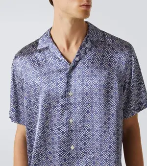 Frescobol Carioca Roberto Printed Silk Bowling Shirt