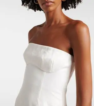 SIR. Evalita Linen Bustier Maxi Dress - White
