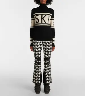 Perfect Moment Schild Intarsia Wool Turtleneck Sweater - Black