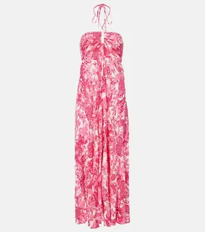 Poupette St Barth Carla Printed Halterneck Maxi Dress - Pink