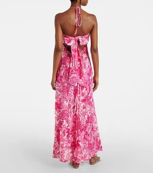 Poupette St Barth Carla Printed Halterneck Maxi Dress