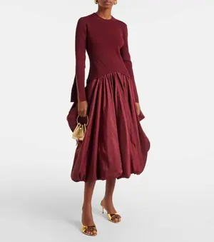 Simkhai Kenlie Satin And Jersey Midi Dress - Red