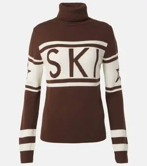Perfect Moment Schild Intarsia Wool Turtleneck Sweater - Brown