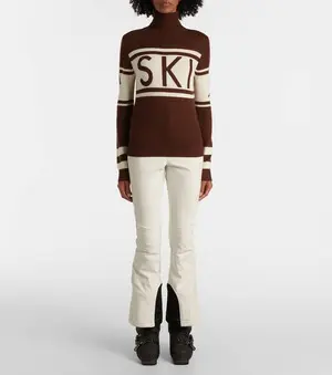 Perfect Moment Schild Intarsia Wool Turtleneck Sweater - Brown