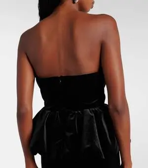 SELF-PORTRAIT Peplum Velvet Bustier Gown