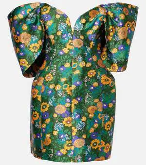 ALEMAIS Printed Off-shoulder Corset Dress