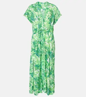 Poupette St Barth Mya Printed Halterneck Maxi Dress - Green