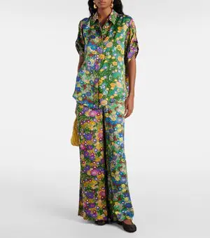 ALEMAIS Printed Silk Satin Shirt