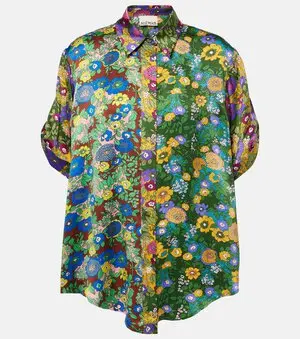ALEMAIS Printed Silk Satin Shirt - Multicoloured