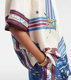 ALEMAIS Printed Silk Satin Shirt