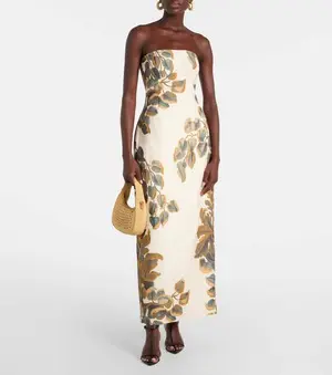 SIR. Evalita Floral Linen Bustier Dress