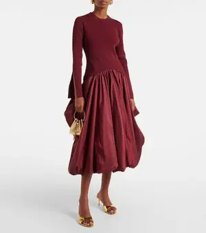 Simkhai Kenlie Satin And Jersey Midi Dress - Red