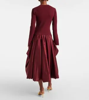 Simkhai Kenlie Satin And Jersey Midi Dress - Red