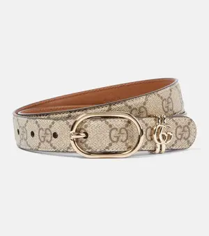 Gucci Gg Faux Leather Belt - Beige