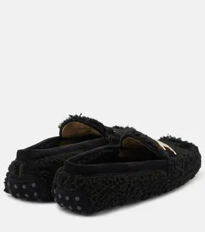 TOD'S Gommini Catena Shearling Driving Shoes - Black