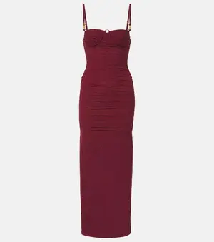 Buy SIR. Toni Ruched Mesh Maxi Dress - Red At 30% Off | Editorialist