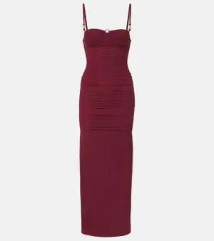 SIR. Toni Ruched Mesh Maxi Dress - Red