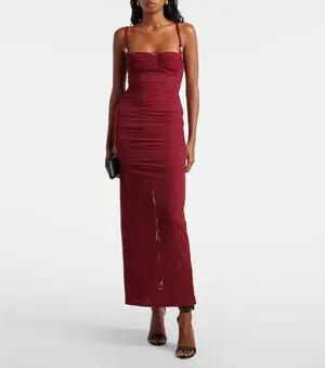 SIR. Toni Ruched Mesh Maxi Dress