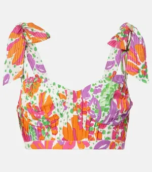 Poupette St Barth Carla Printed Halterneck Crop Top - Pink