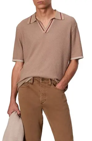 Rag & Bone Harvey Johnny Collar Piqué Polo - Desert