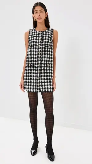 Commando Houndstooth Sheer Tights - Black