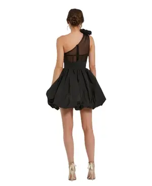 Mac Duggal Taffeta One Shoulder Ruffle Mini Dress