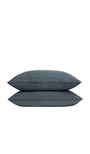 PARACHUTE Linen Box Quilted Sham Set In Navy - Dusk