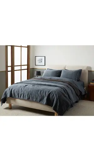 PARACHUTE Linen Box Quilted Sham Set In Navy
