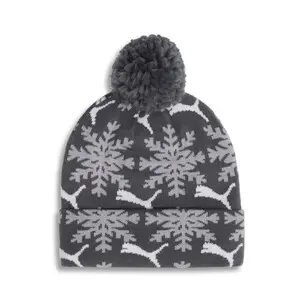 PUMA Fair Isle Pom Pom Beanie Dark Grey