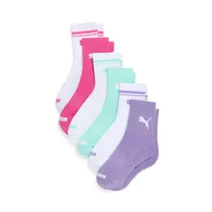 PUMA Half-Terry Low Crew Socks - 6 Pairs White,pink