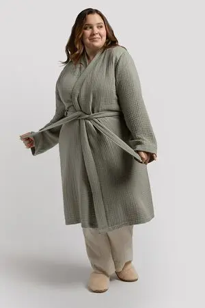 PARACHUTE Cloud Cotton Robe In Green - Moss