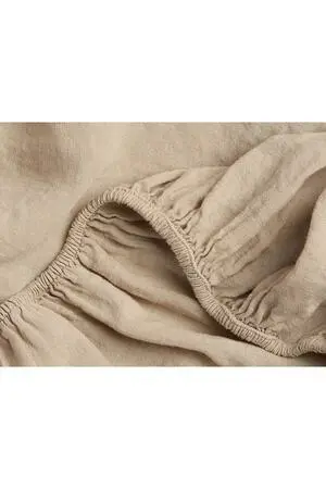 PARACHUTE Linen Fitted Sheet In Tan - Toast