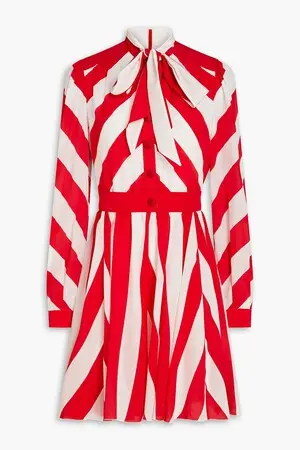 Dolce & Gabbana Striped Silk Crepe De Chine Mini Dress