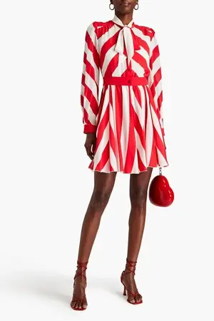 Dolce & Gabbana Striped Silk Crepe De Chine Mini Dress
