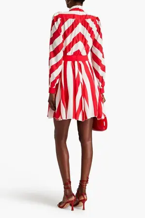 Dolce & Gabbana Striped Silk Crepe De Chine Mini Dress
