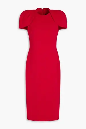 Badgley Mischka Cape-effect Stretch-crepe Midi Dress
