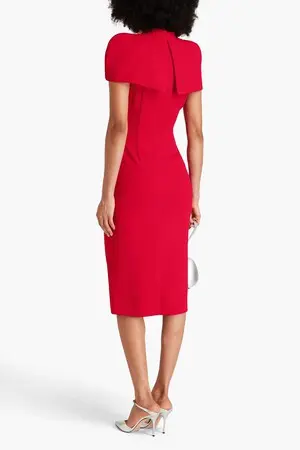 Badgley Mischka Cape-effect Stretch-crepe Midi Dress